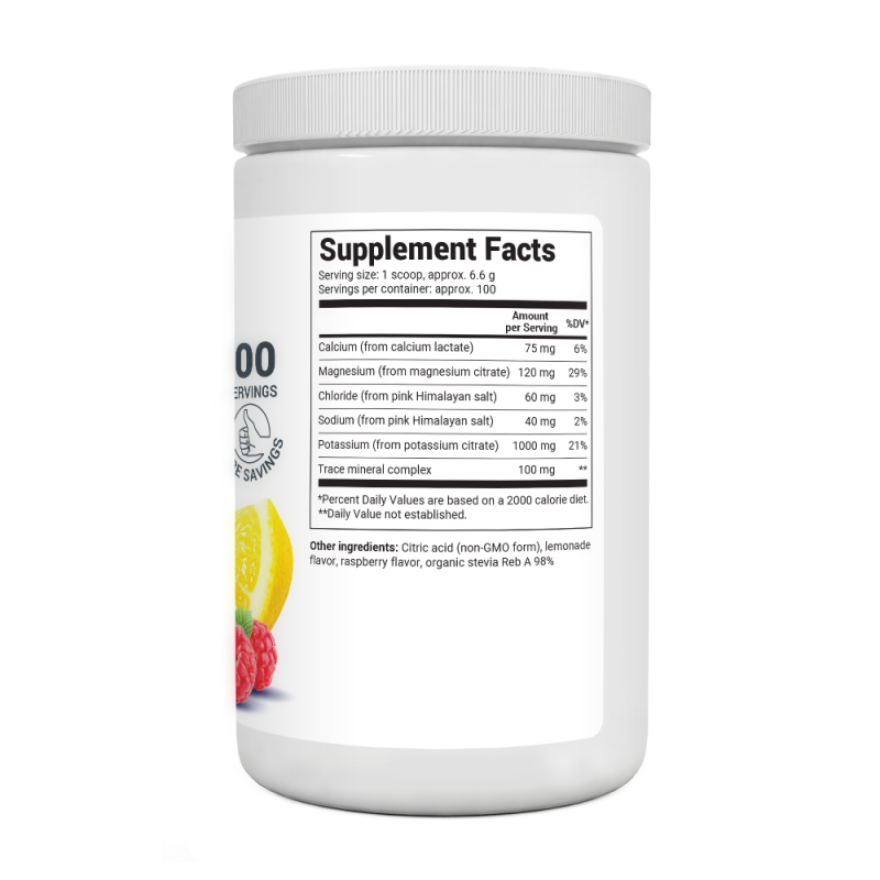 Electrolyte Powder Raspberry & Lemon Natural Flavor 100 Servings