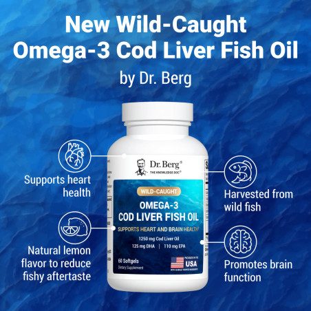 Wild-Caught Omega-3 Cod Liver Fish Oil DHA EPA – 60 Softgels