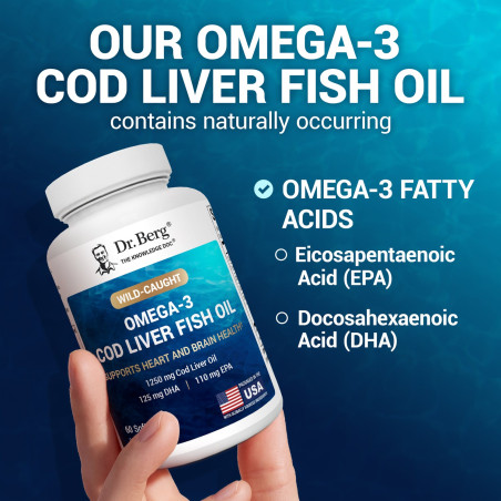 Wild-Caught Omega-3 Cod Liver Fish Oil DHA EPA – 60 Softgels